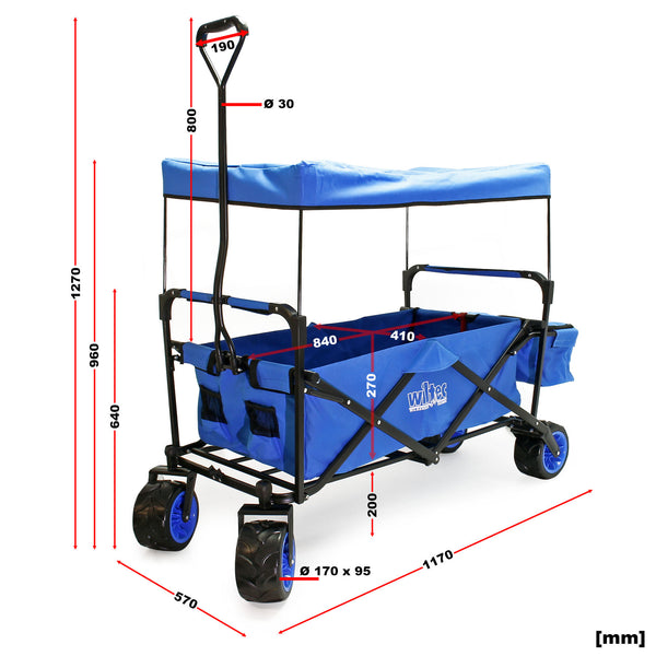 Foldable Handcart with Canopy for Trips with Children, Shopping, etc ...