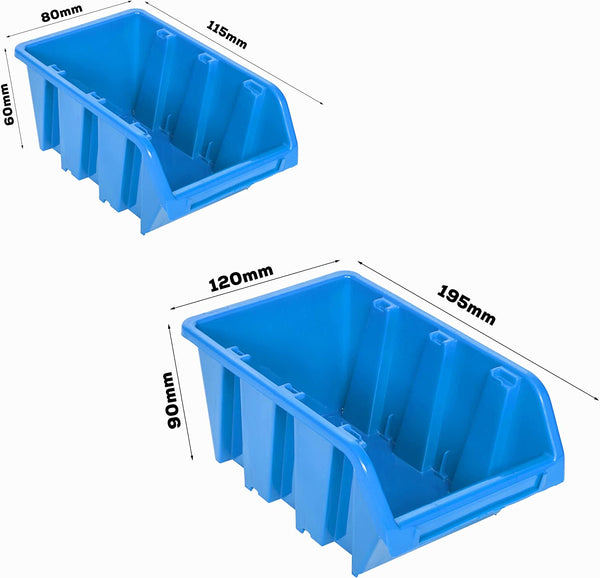 46 Stacking Boxes, Wall Shelf, Plastic, 231.6 x 78 cm Tool Holder ...