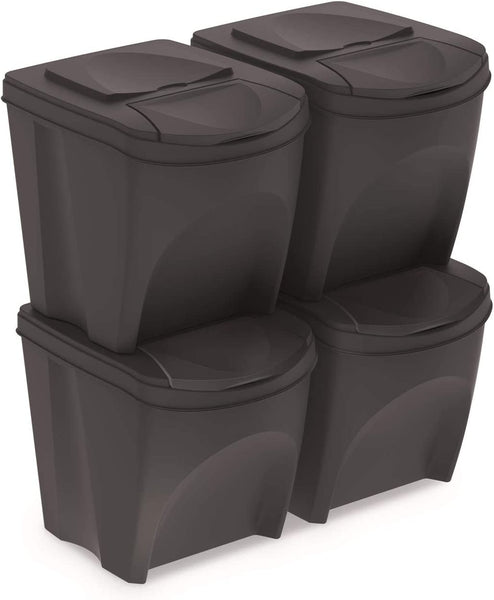 Set of 4 Waste Bins Kitchen (80 Litres 4 x 25 L) Waste Bin Separator C ...